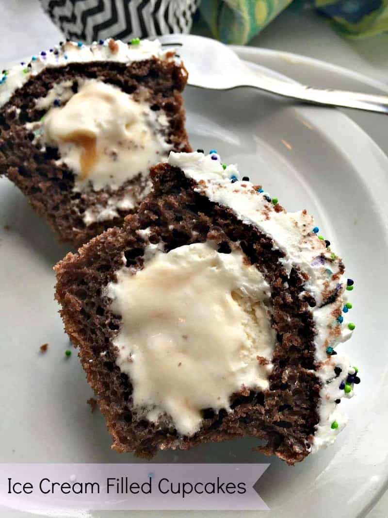 Easy To Make Turtle Track Ice Cream Filled Cupcakes