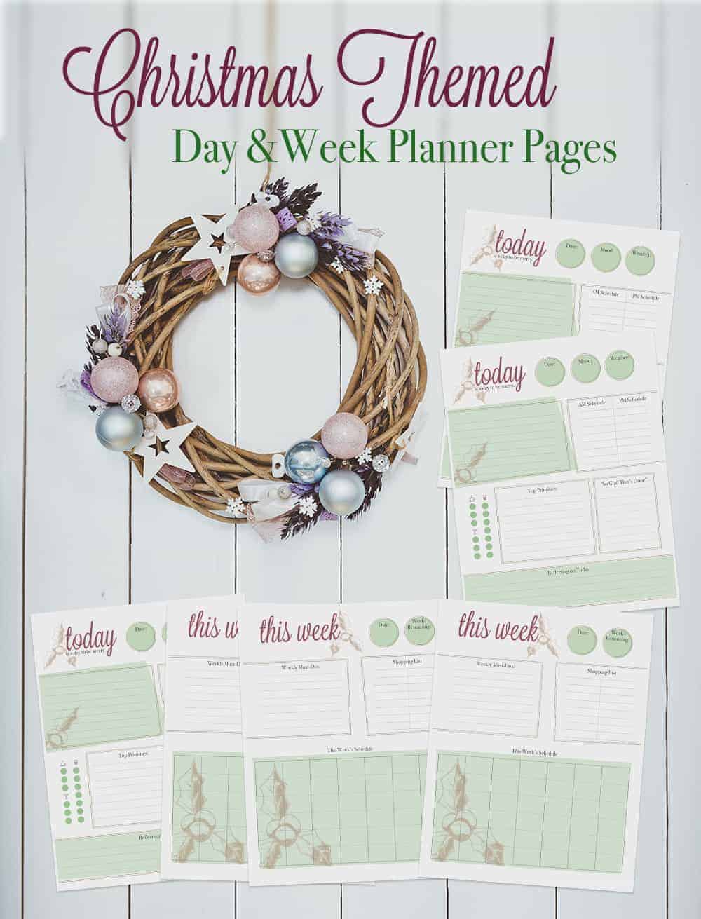 Free Christmas Themed Day/Week Printable Planner Pages