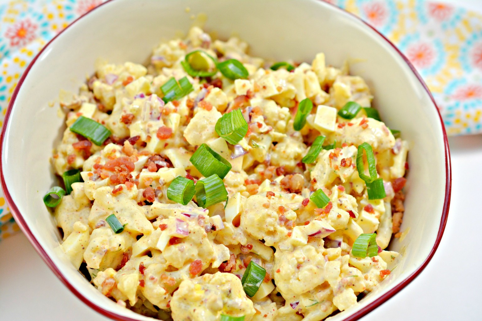 Deviled Egg Cauliflower Salad - Easy Low Carb Side Dish