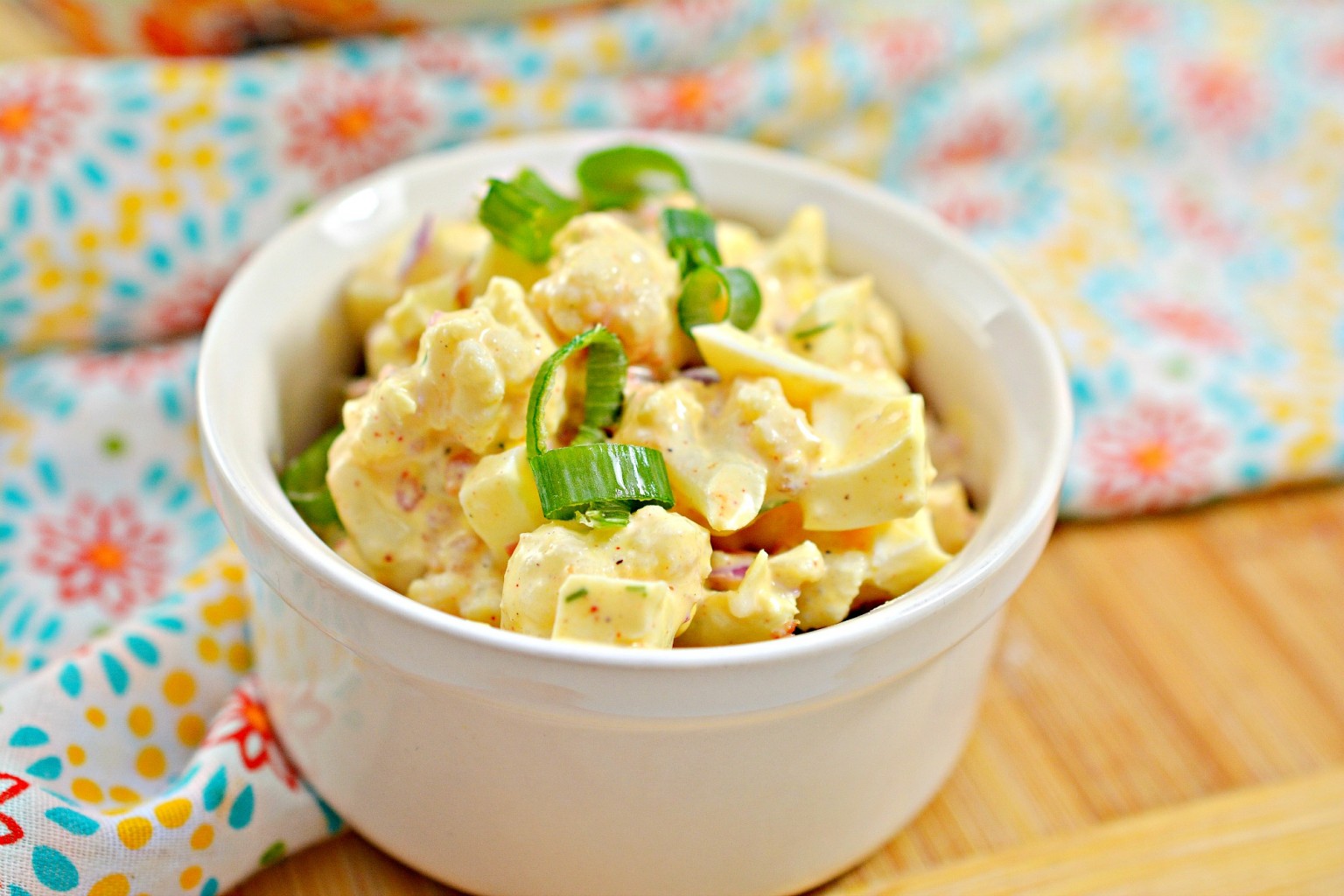 Deviled Egg Cauliflower Salad - Easy Low Carb Side Dish