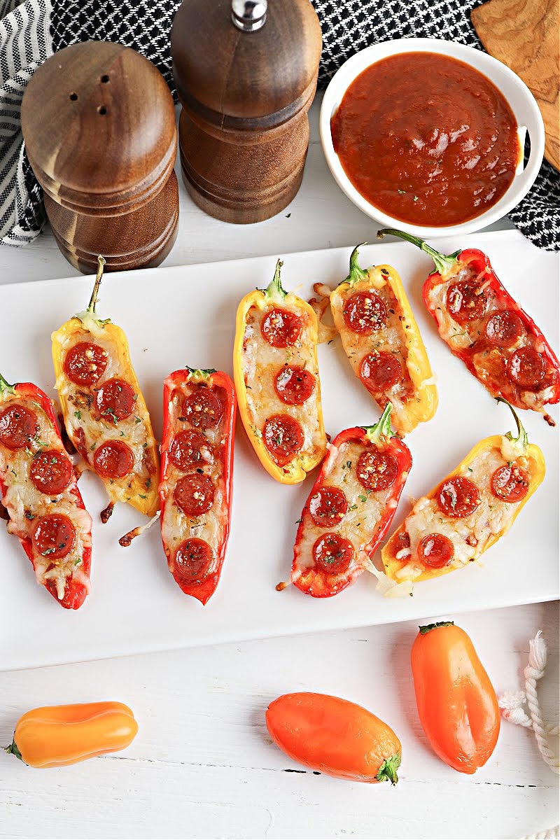 Low-Carb Pizza Pepper Poppers - Easy Lunch, Snack or Appetizer!