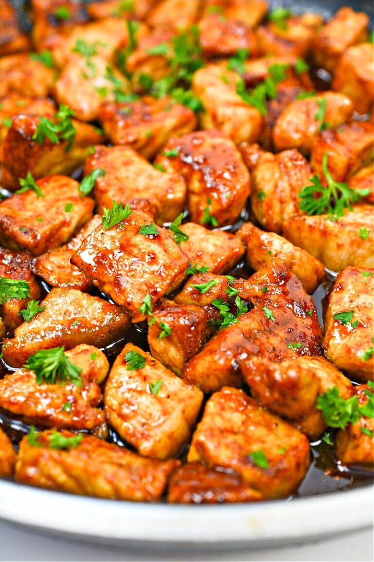 Keto Honey Garlic Pork Bites - 2 Net Carbs Per Serving