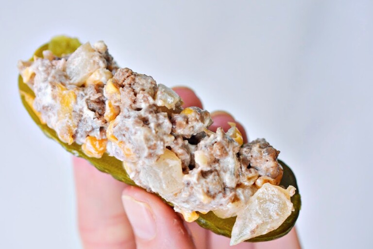 Keto Bacon-Wrapped Cheeseburger Pickle Poppers