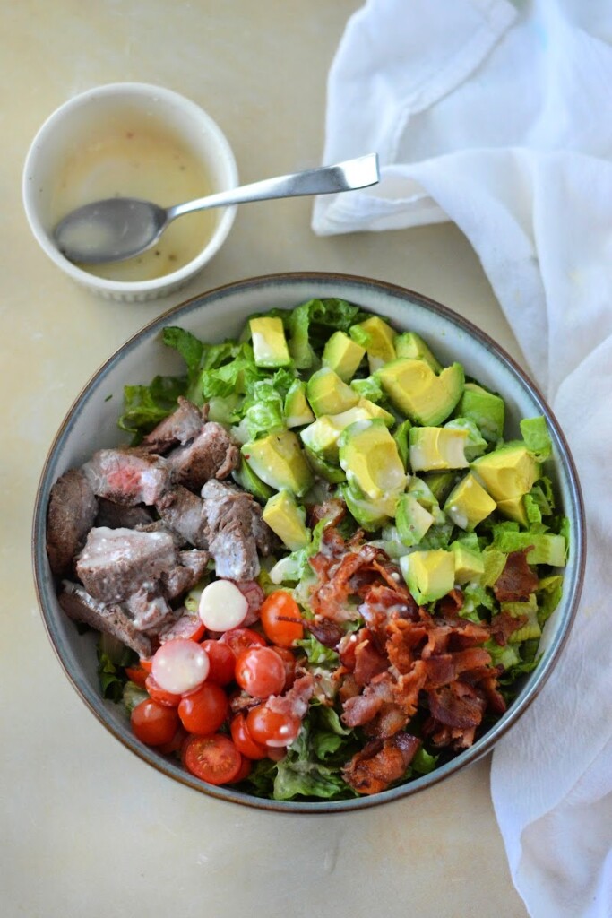 Keto Chopped BLT Steak Salad - 2 Net Carbs Per Serving