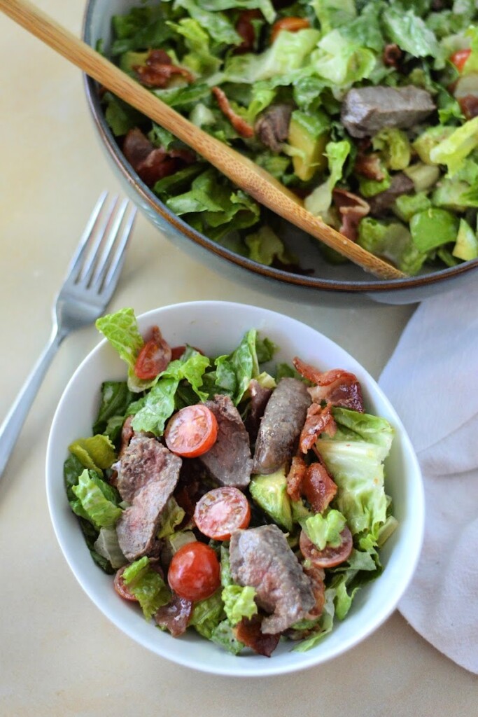 Keto Chopped BLT Steak Salad - 2 Net Carbs Per Serving
