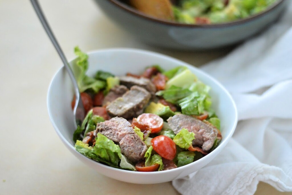 Keto Chopped BLT Steak Salad - 2 Net Carbs Per Serving