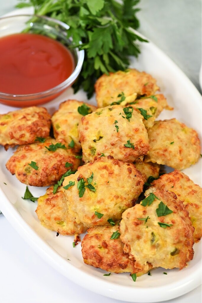 Keto Dill Pickle Chicken Fritters - 1 Net Carb Per Serving