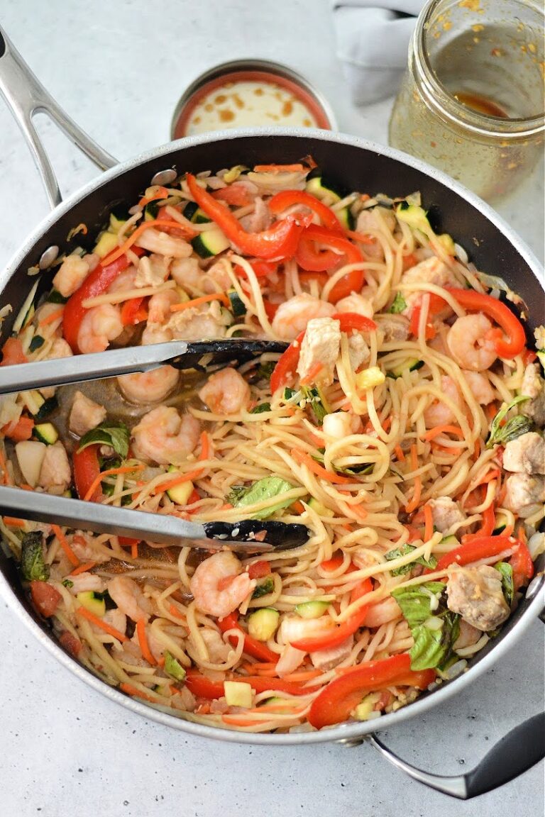 Keto Thai Drunken Noodles With Shrimp & Pork
