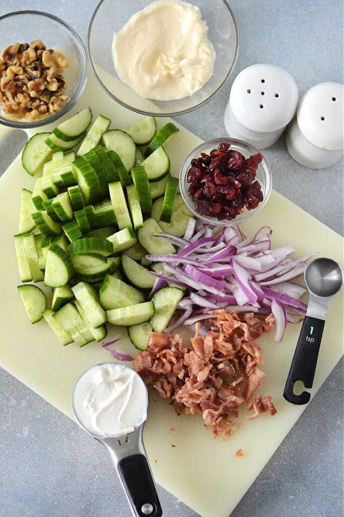 Keto Creamy Cucumber Salad With Cranberries - Easy Side Dish