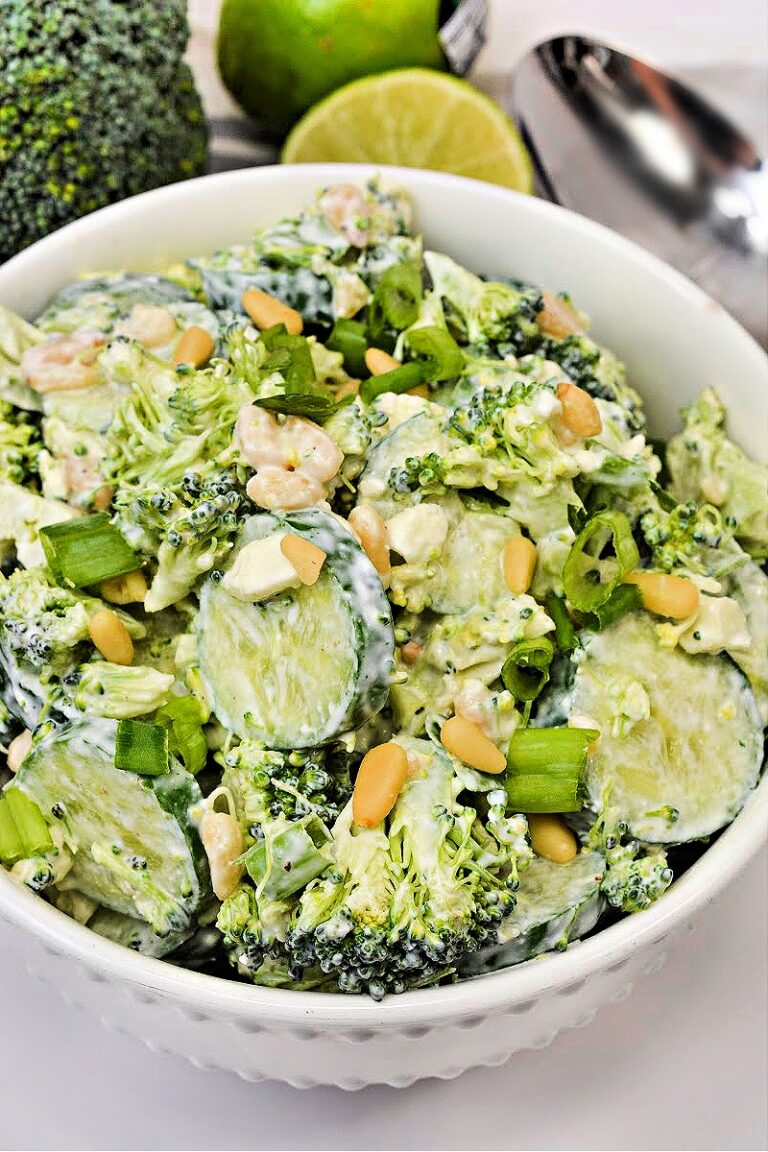 Low Carb Broccoli Cucumber Salad With Feta Cheese