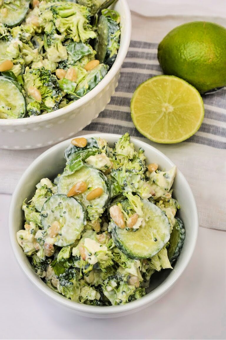 Low Carb Broccoli Cucumber Salad With Feta Cheese
